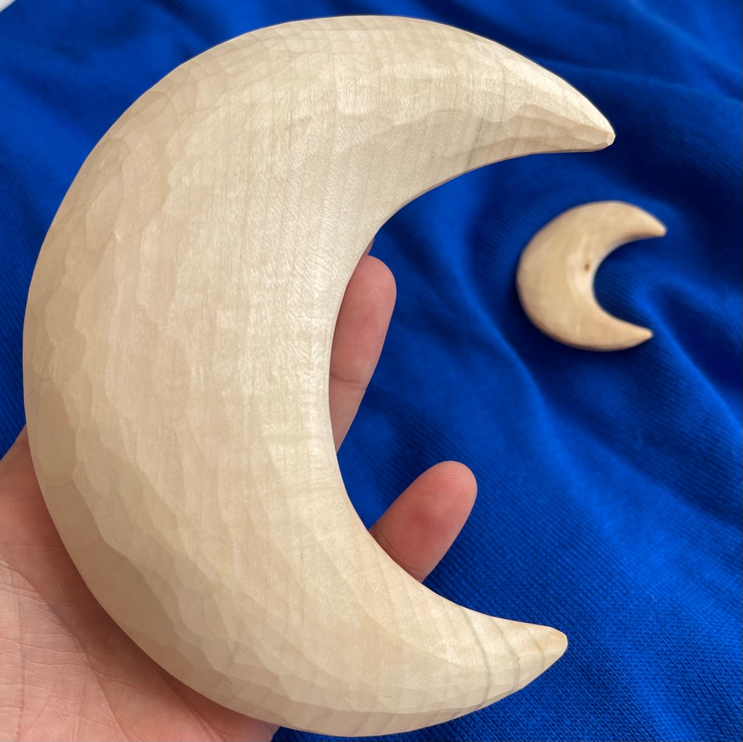 Rustic Wooden Moon, Wood Wall Decor, Unfinished Moons, Hand Carved Moon ...