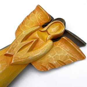 Wooden Wall Angel Carved Farmhouse Decor, Angel Wooden Religious Gift ...