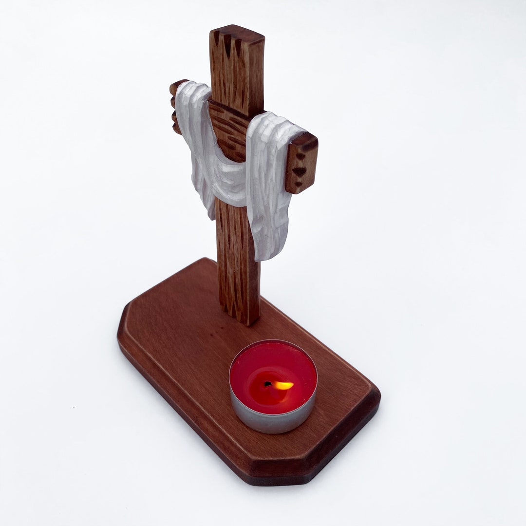 Wooden Easter Cross on Stand, Hand Carved Cross, Wooden Easter ...