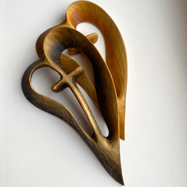 Carved Cross Modern Crucifix Wooden Cross Heart Decorative - Etsy