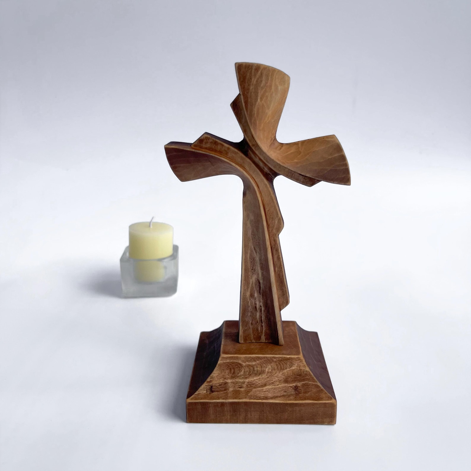 Rustic Wooden Cross Tabletop, Carved Wooden Cross, Free Standing Cross ...