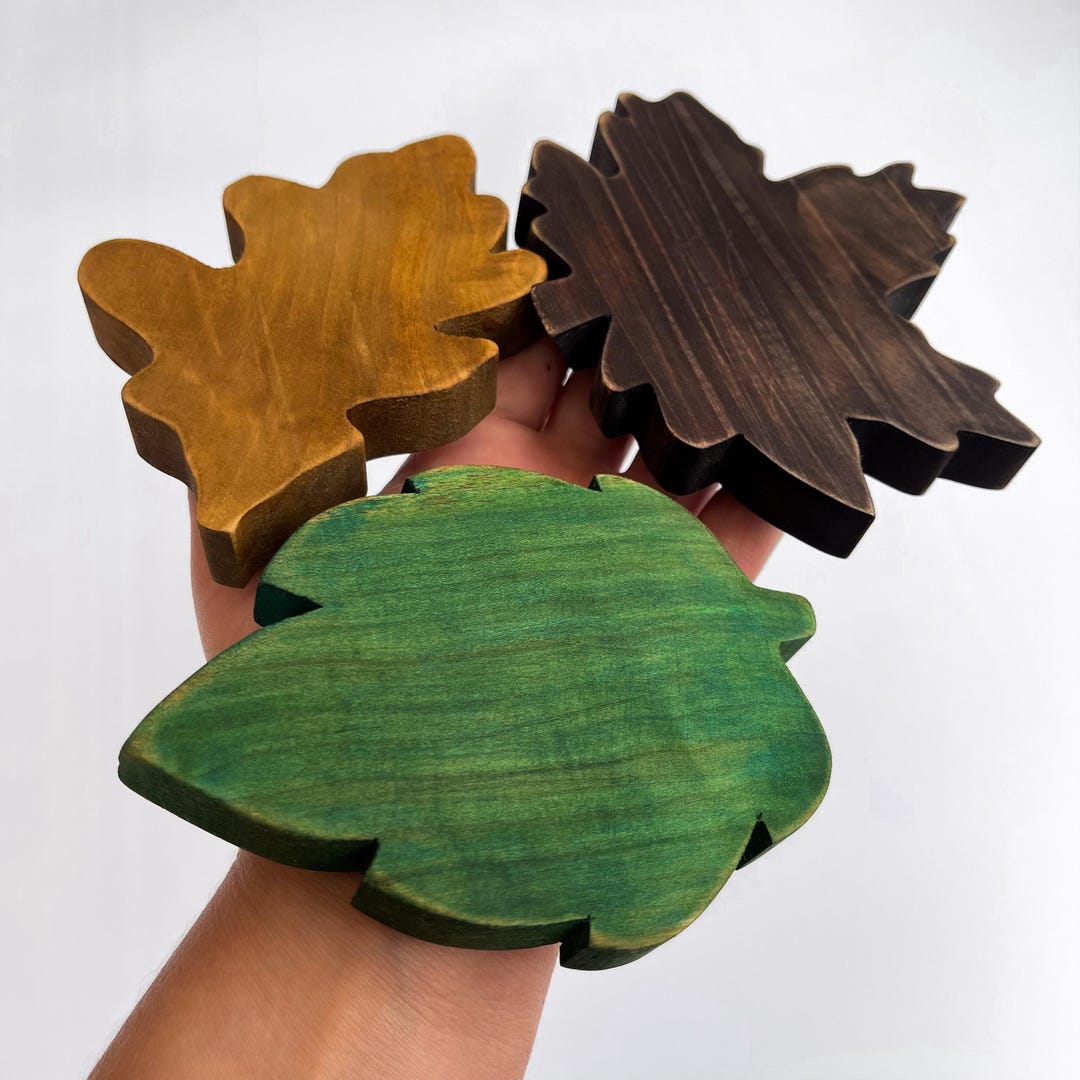 Wooden Large Leaves Rustic Fall Thanksgiving Decorations, Painted Set ...