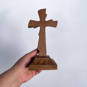 Crucifix Standing, Wooden Carved Cross Table Top, Unique Catholic Gift ...