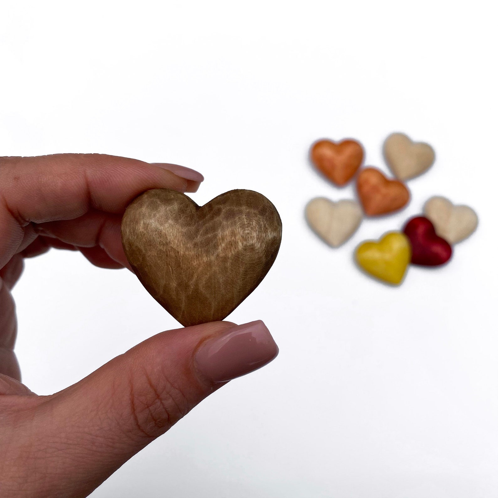 Small Wooden Hearts, Wood Heart Ornament, Wooden Heart Set, 3D Wood ...
