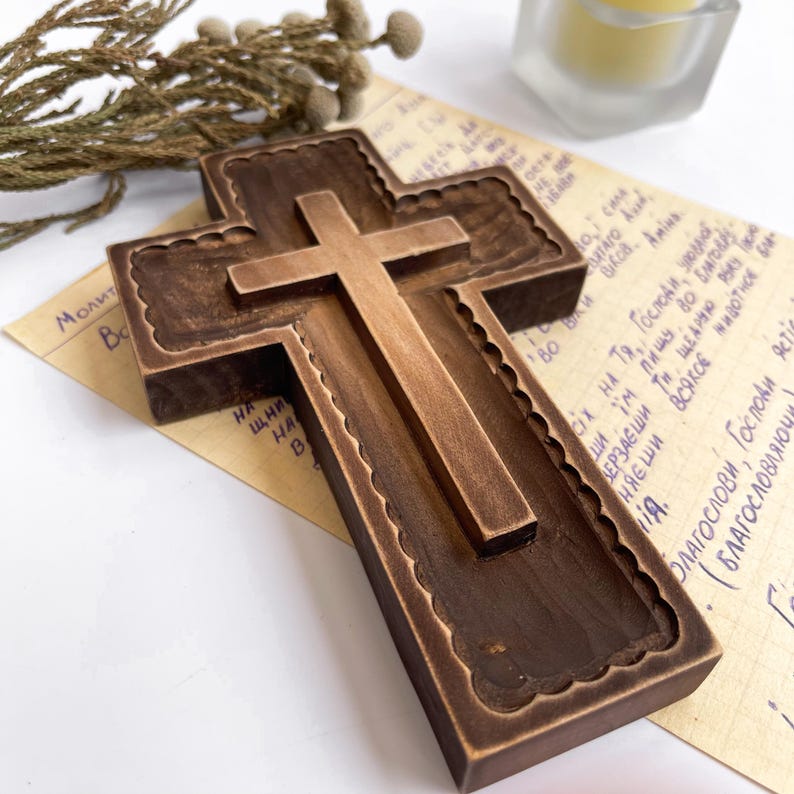 Hand Carved Rustic Wooden Cross, Hanging Religious Wall Decor ...