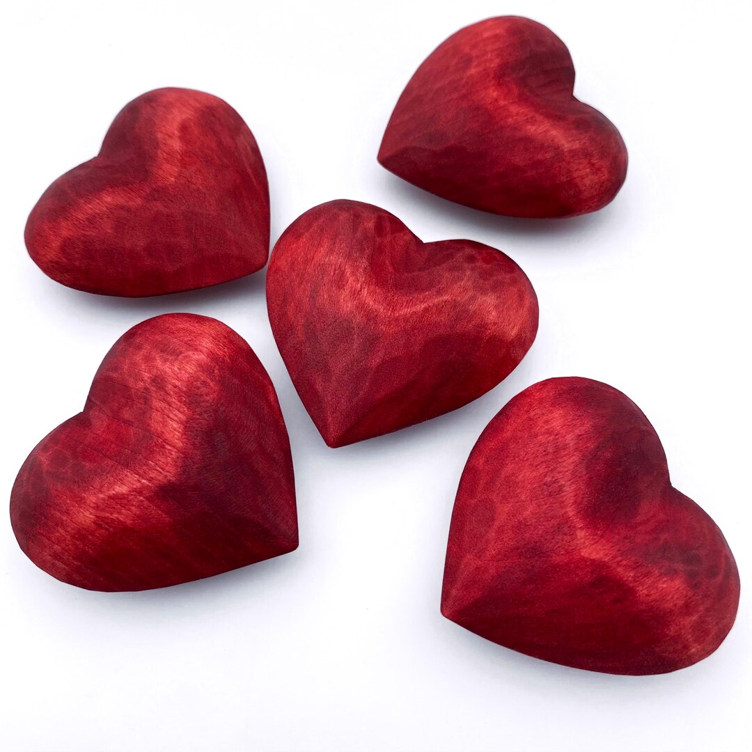 Wooden Carved Heart, Small Red Heart, Wood Heart Shape, Wood Heart ...