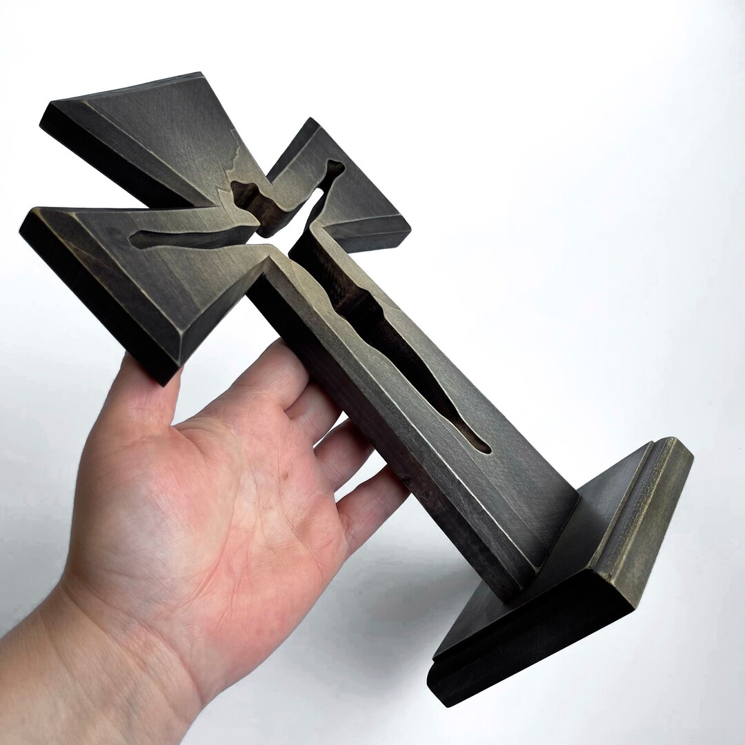 Wooden Standing Cross, Cross Decor for Table, Crucifix With Stand ...
