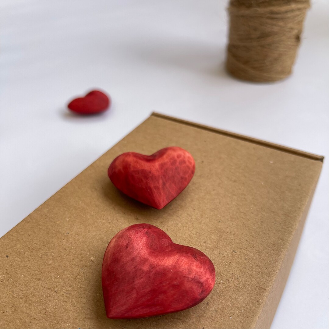 Hand Carved Hearts 3d, Small Wooden Heart 2inch, Heart Tray Fillers ...