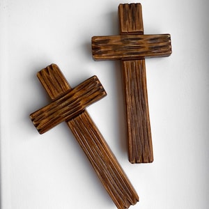 Simple Wooden Cross, Carved Cross, Wooden Crucifix, Small Wall Crosses ...