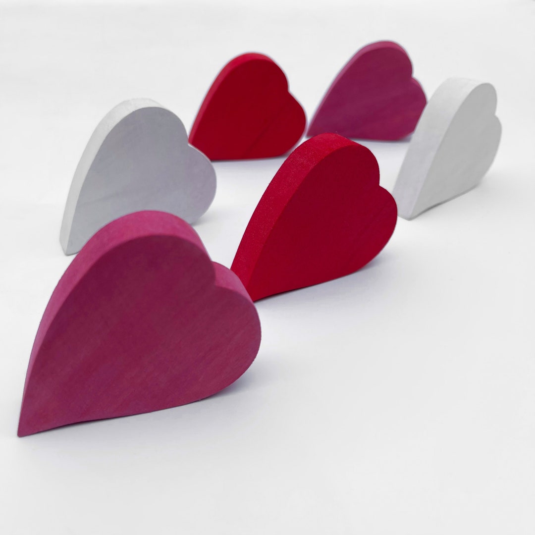 Assorted Colorful Hearts, Wood Heart Table Top, Hearts Craft Ideas ...