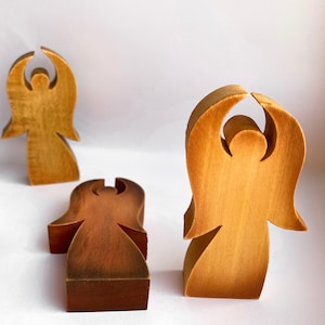 Small Wooden Angels, Wooden Angel Figurines, Primitive Angel, Angel ...