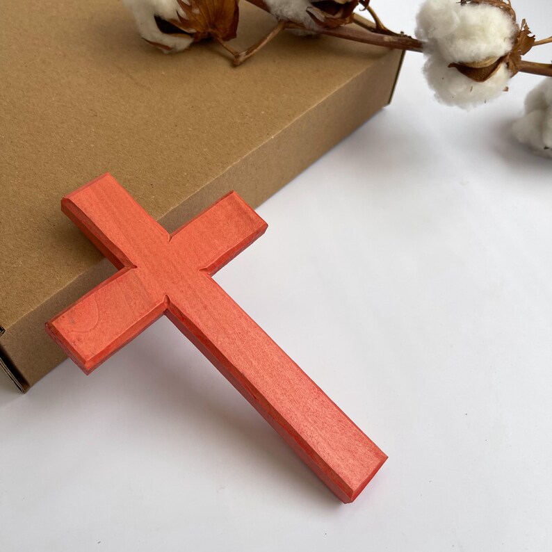 Wooden Pink Cross, Crucifix Wall Carved, Christian Baptism Girls Gift ...