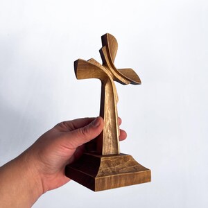 Crucifix Standing, Wooden Carved Cross Table Top, Unique Catholic Gift ...