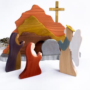 Wood Easter Tomb, Easter Set, Wooden Nativity Set, Hand Carved Nativity ...