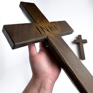 Small and Large Crosses Wall Decor, Wood Simple Cross, Orthodox INRI ...