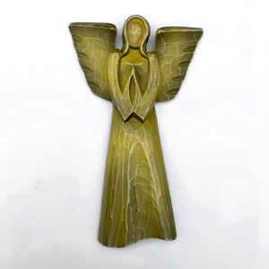 Wall Hanging Angel, Handmade Wood Rustic Carved Figurine, Small ...