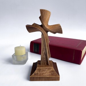 Crucifix Standing, Wooden Carved Cross Table Top, Unique Catholic Gift ...