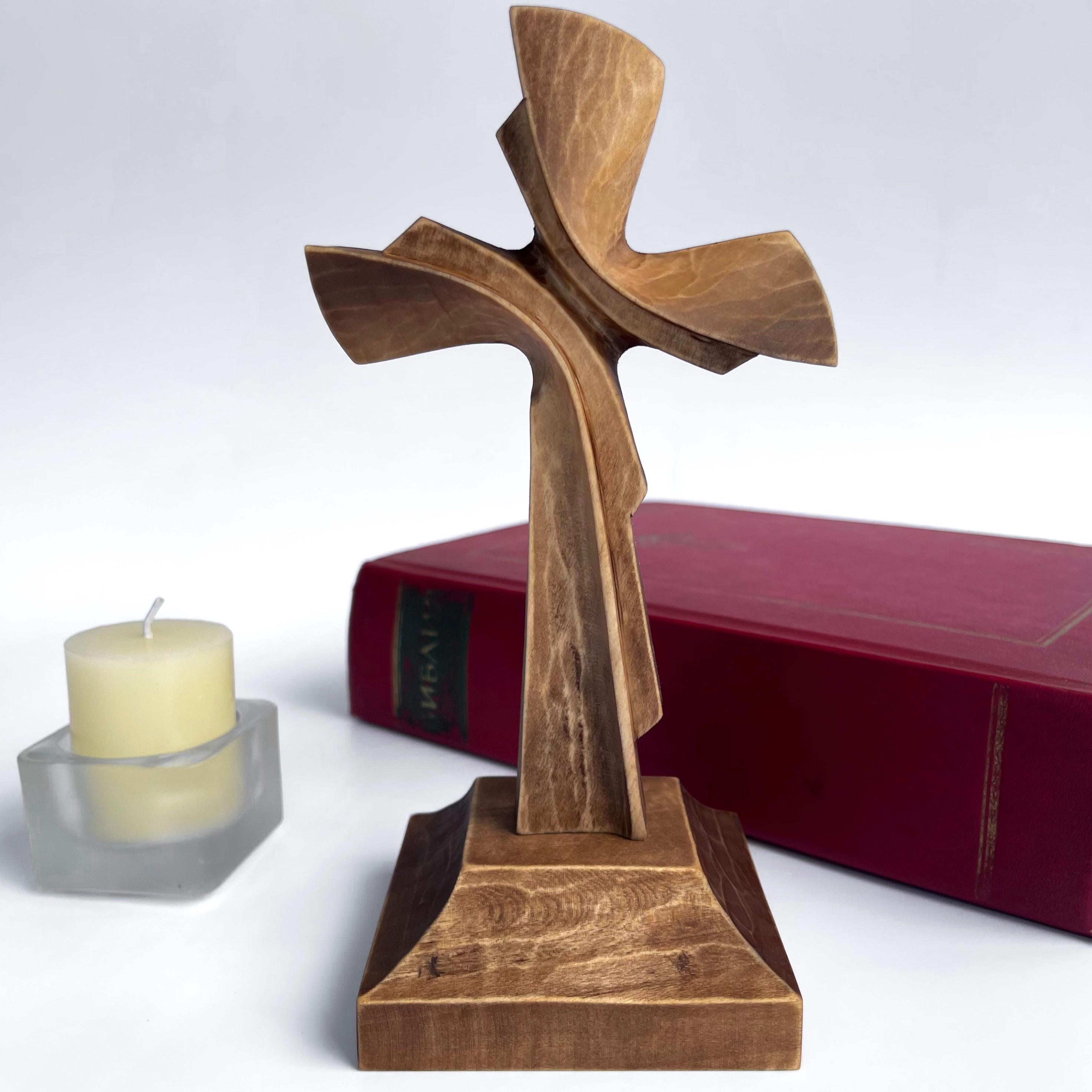 Rustic Wooden Cross Tabletop, Carved Wooden Cross, Free Standing Cross ...