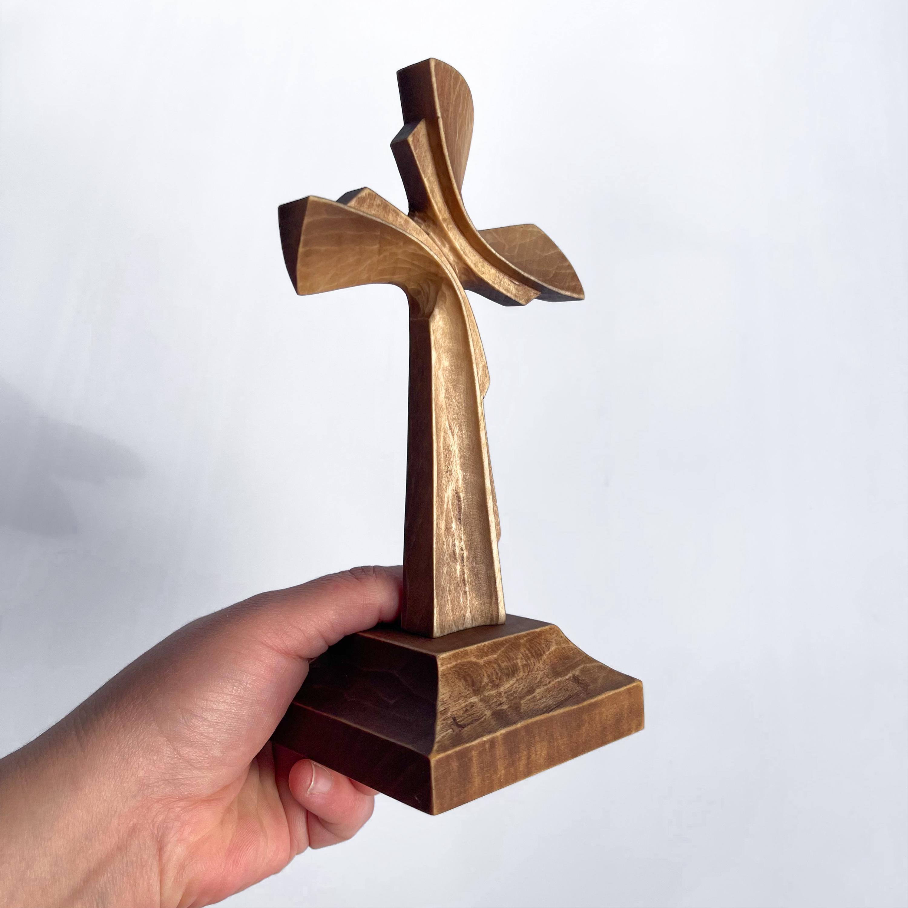 Rustic Wooden Cross Tabletop, Carved Wooden Cross, Free Standing Cross ...