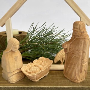 Large Nativity Set, Wood Hand Carved Figurines, Christmas Nativity ...