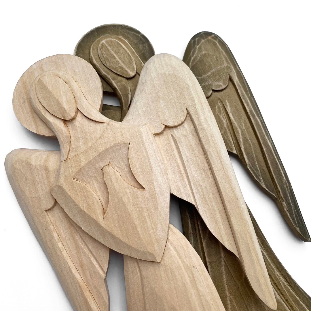 Wooden Wall Angel, Carved Angel, Farmhouse Angel, Hanging Angel, Wood ...