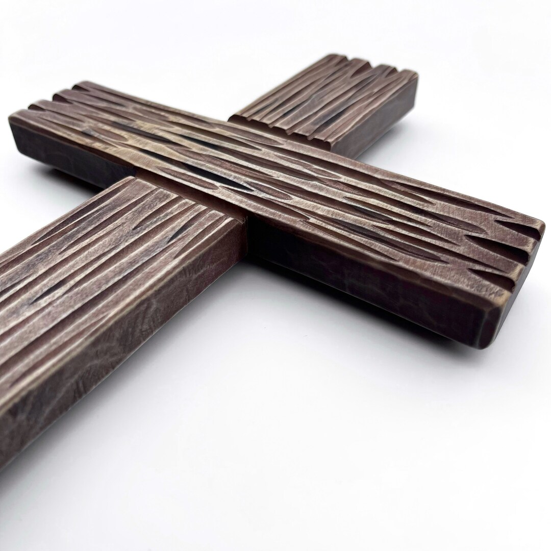 Wooden Cross for Wall, Rustic Primitive Crucifix, Brown Cross Large ...