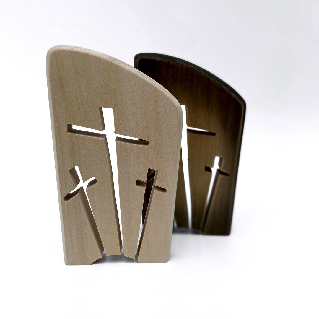 Standing Wood Cross, Altar Cross, 3 Crosses, Rustic Cross, Black Wooden ...