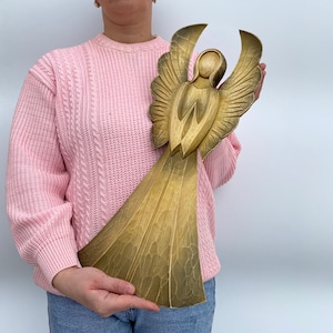 Wooden Simple Angel, Hanging Carved Rustic Wall Art Decor, Christian ...