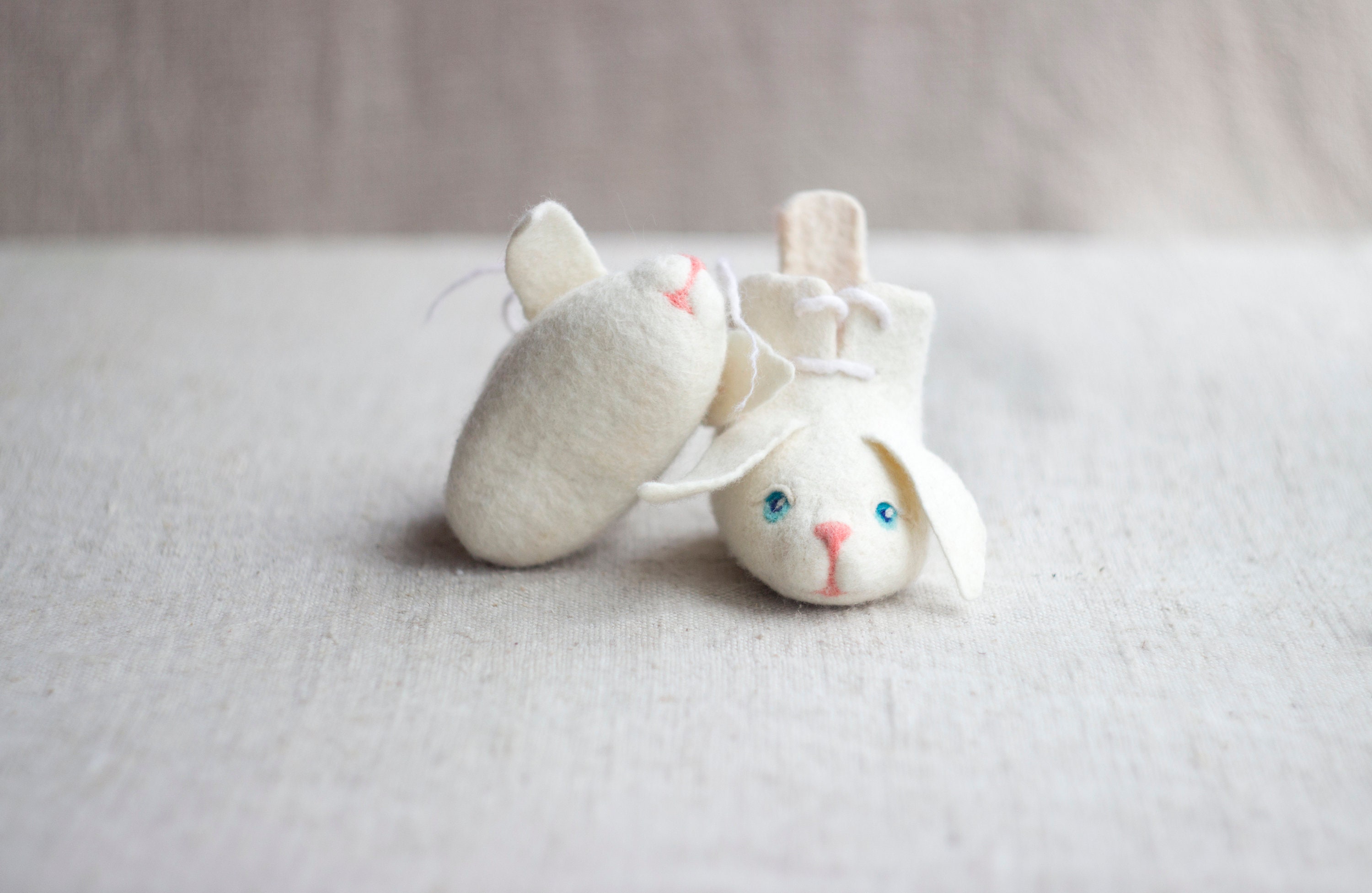 White Bunny Felt Boots for Baby Rabbits Baby Shoes With Lace - Etsy