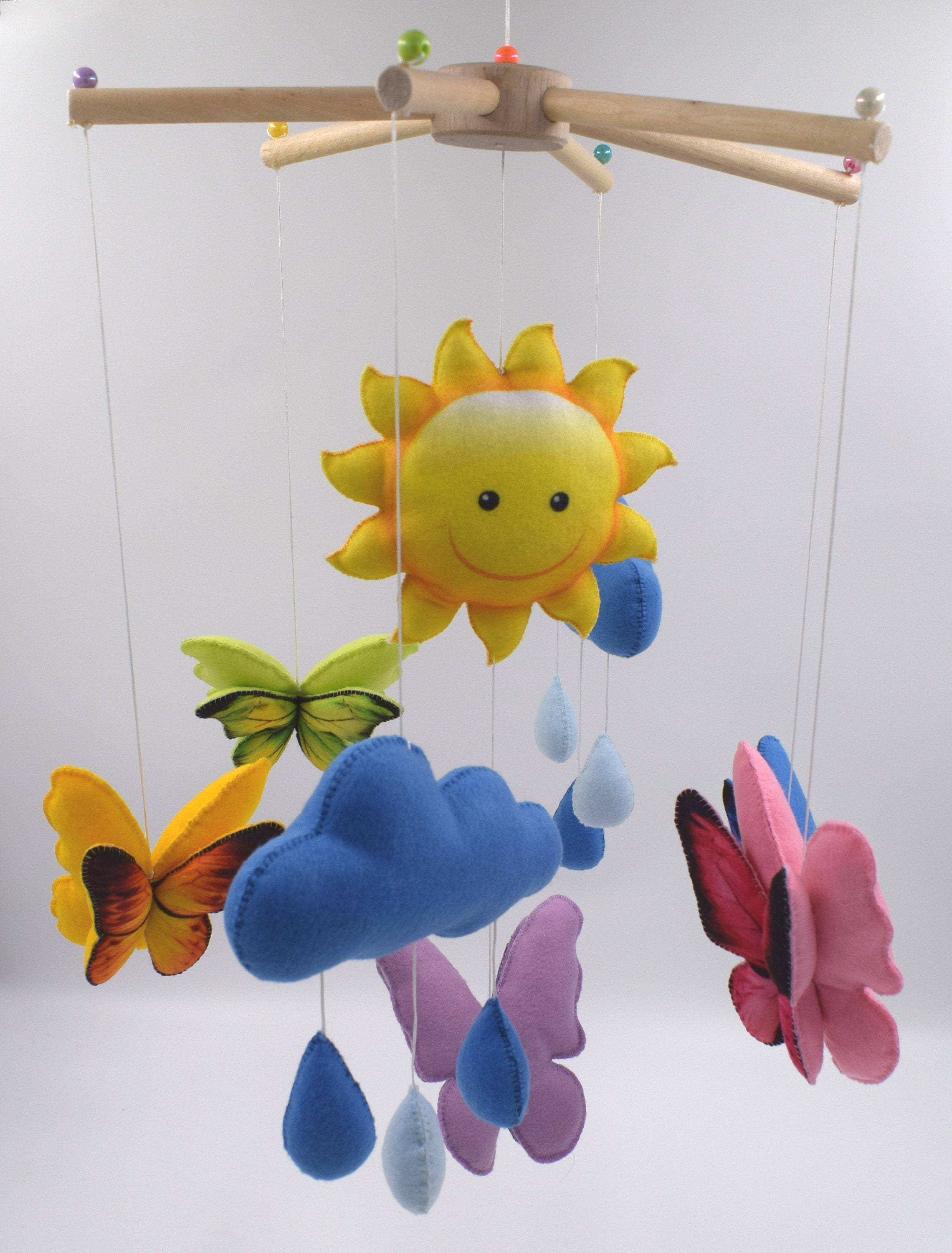 Baby Butterflies Mobile, Sun Mobile, Clouds Mobile, Baby Crib Mobile ...