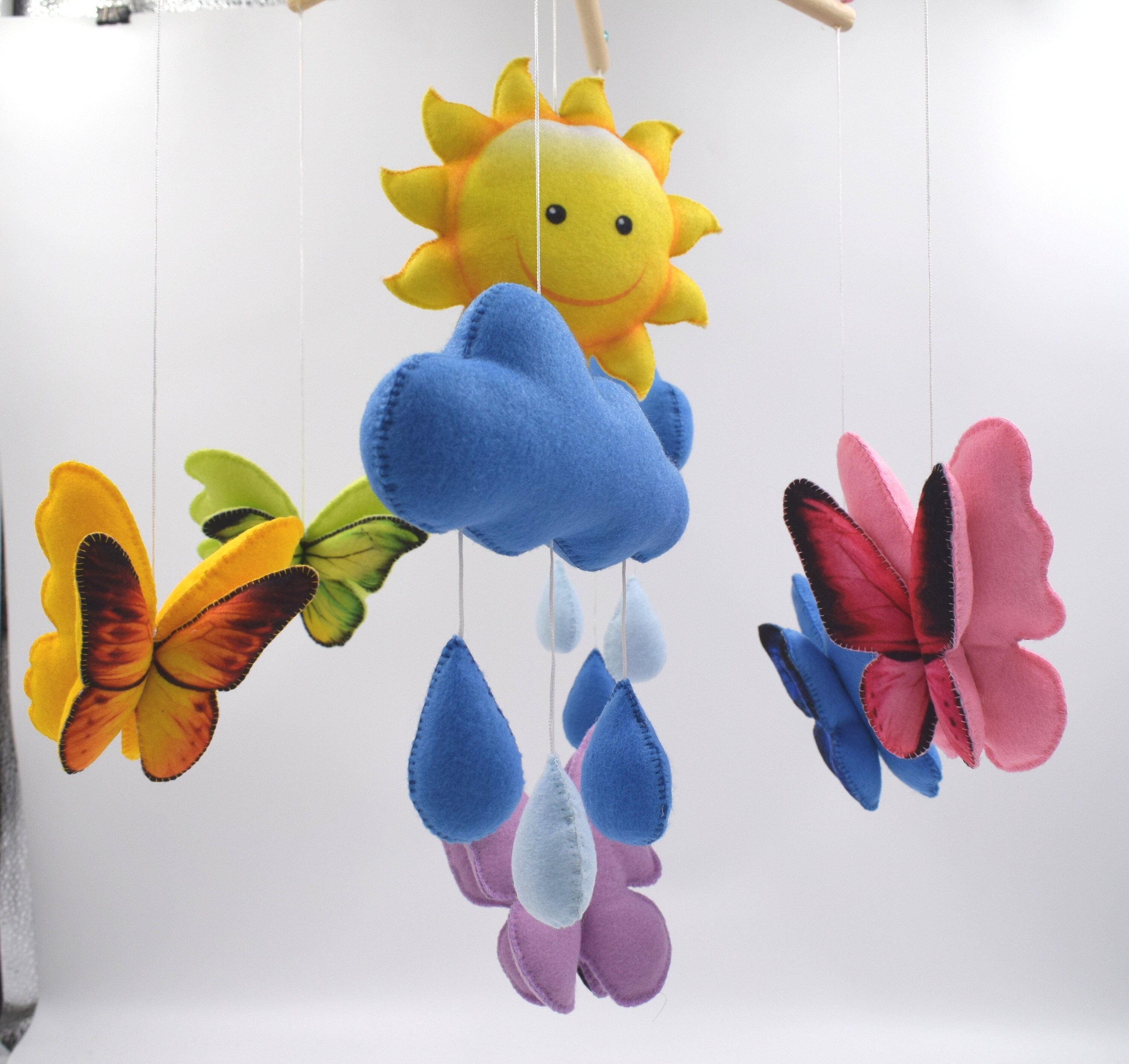 Baby Butterflies Mobile, Sun Mobile, Clouds Mobile, Baby Crib Mobile ...