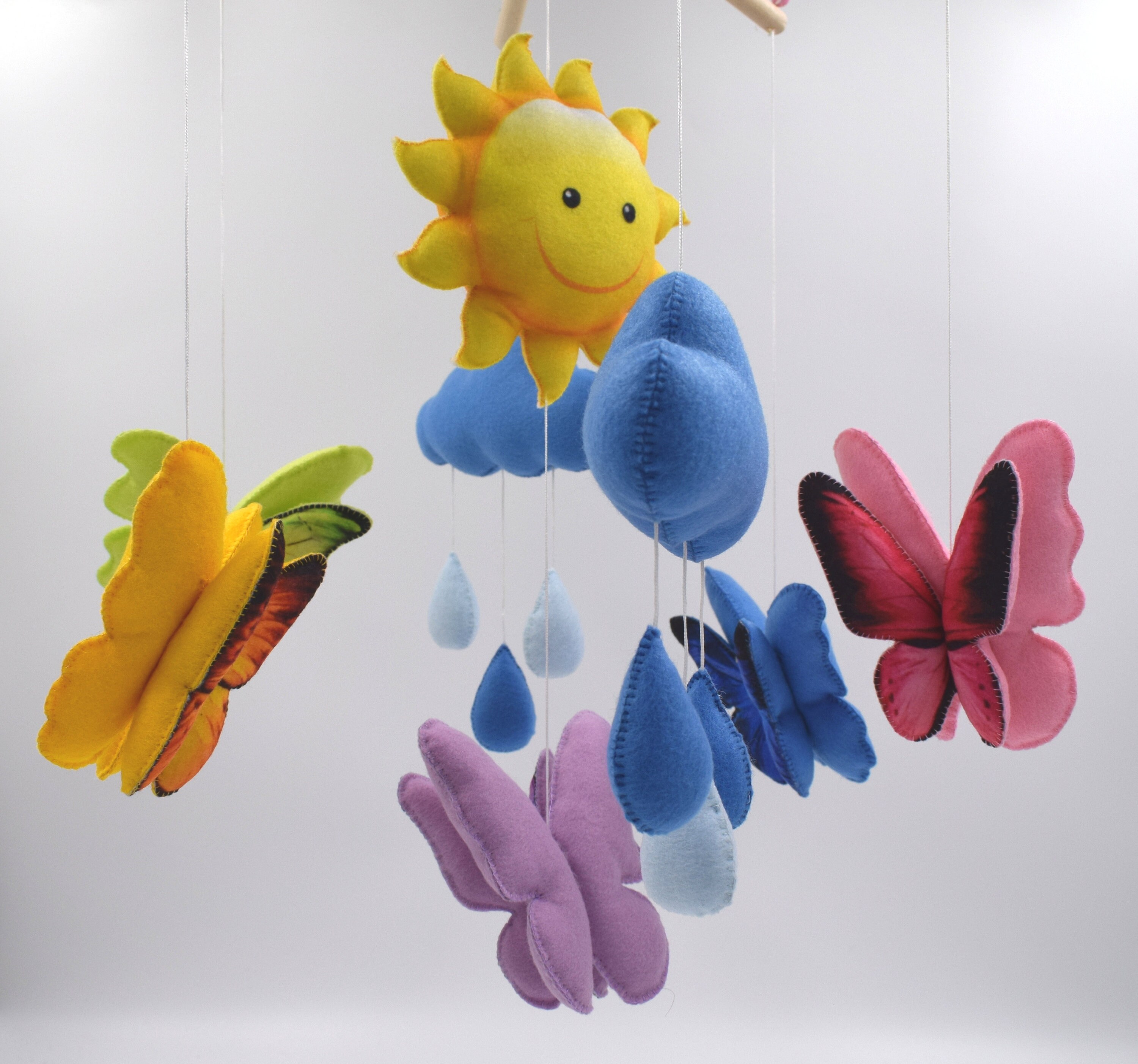 Baby Butterflies Mobile, Sun Mobile, Clouds Mobile, Baby Crib Mobile ...