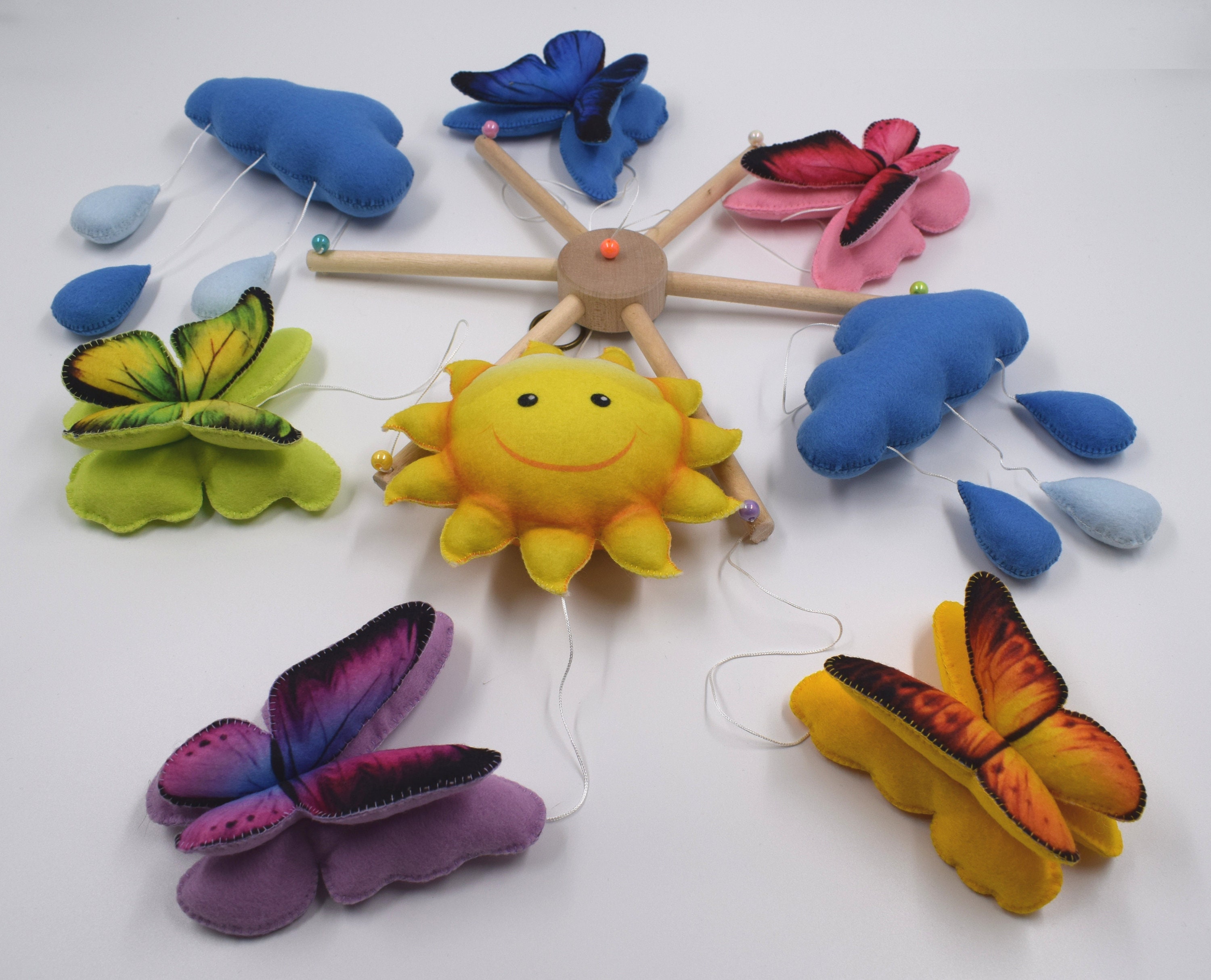 Baby Butterflies Mobile, Sun Mobile, Clouds Mobile, Baby Crib Mobile ...