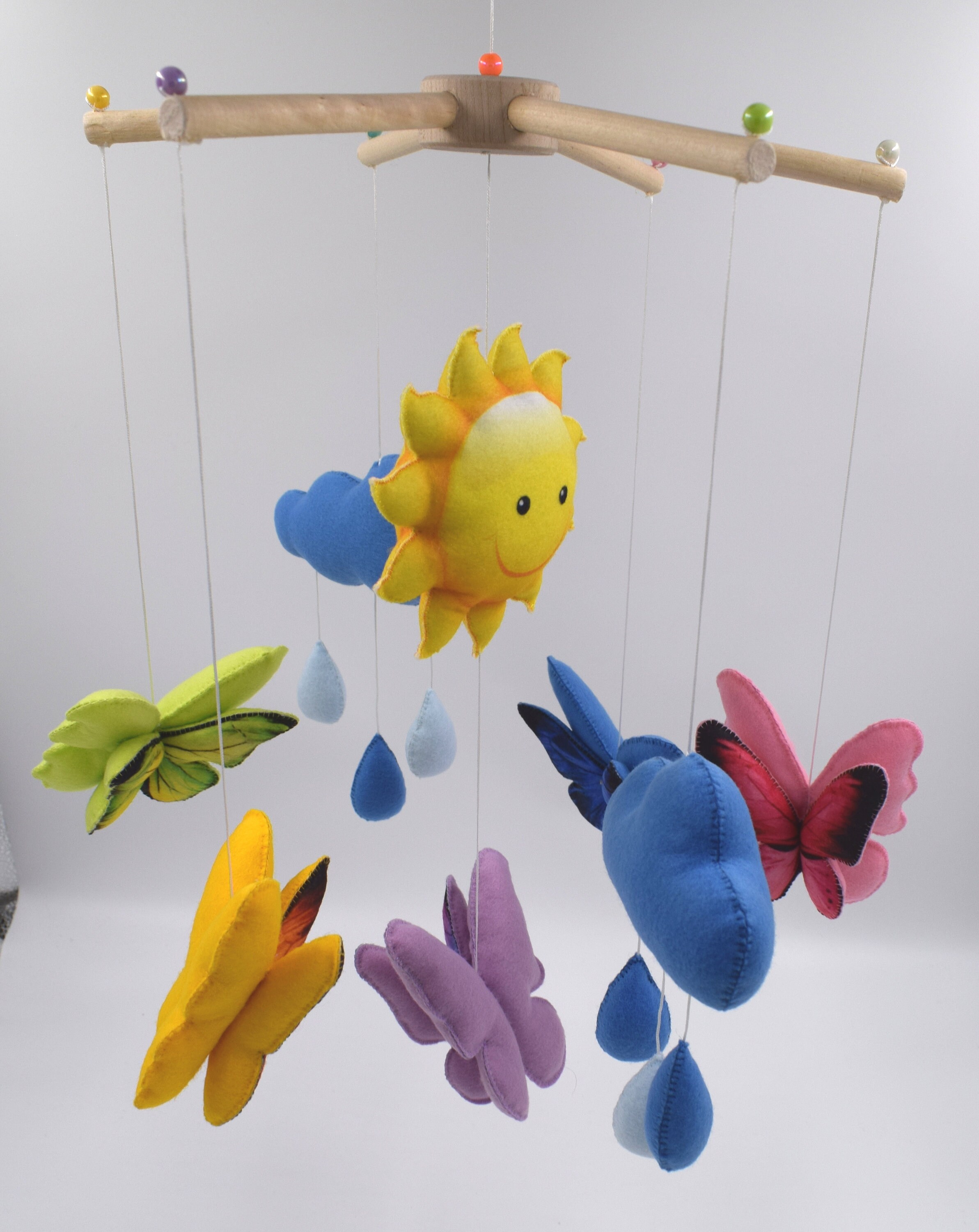 Baby Butterflies Mobile, Sun Mobile, Clouds Mobile, Baby Crib Mobile ...