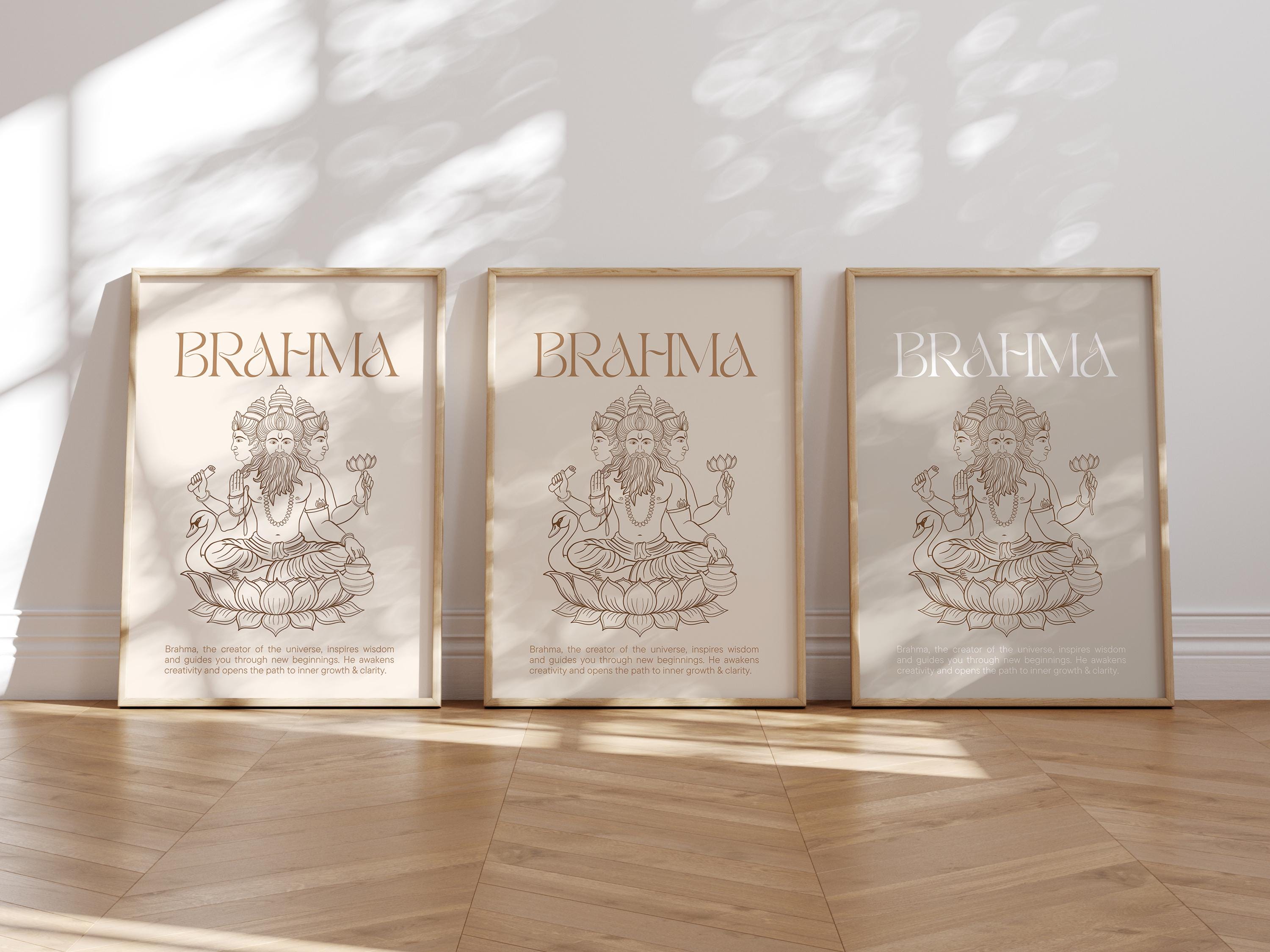 Brahma Poster, Hindu God of Creation, Spiritual Wall Art, Yoga Decor ...