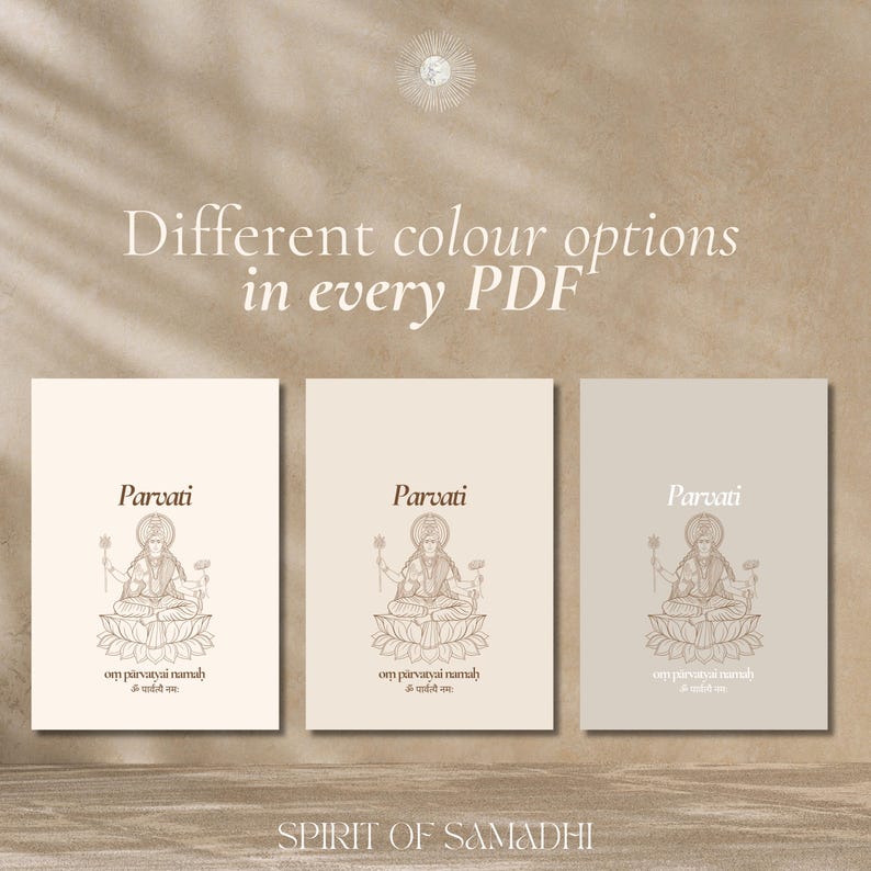 Parvati Poster, Om Parvatyai Namaha, Goddess of Devotion, Sanskrit ...