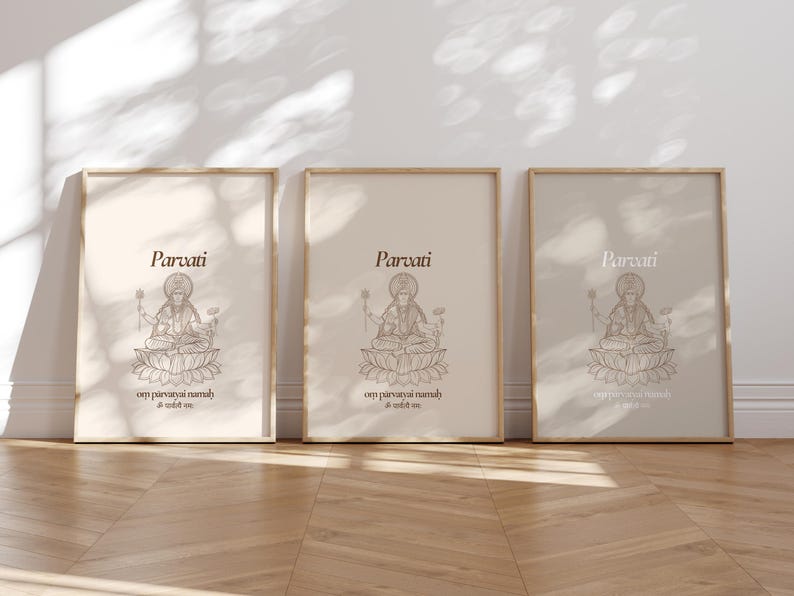 Parvati Poster, Om Parvatyai Namaha, Goddess of Devotion, Sanskrit ...