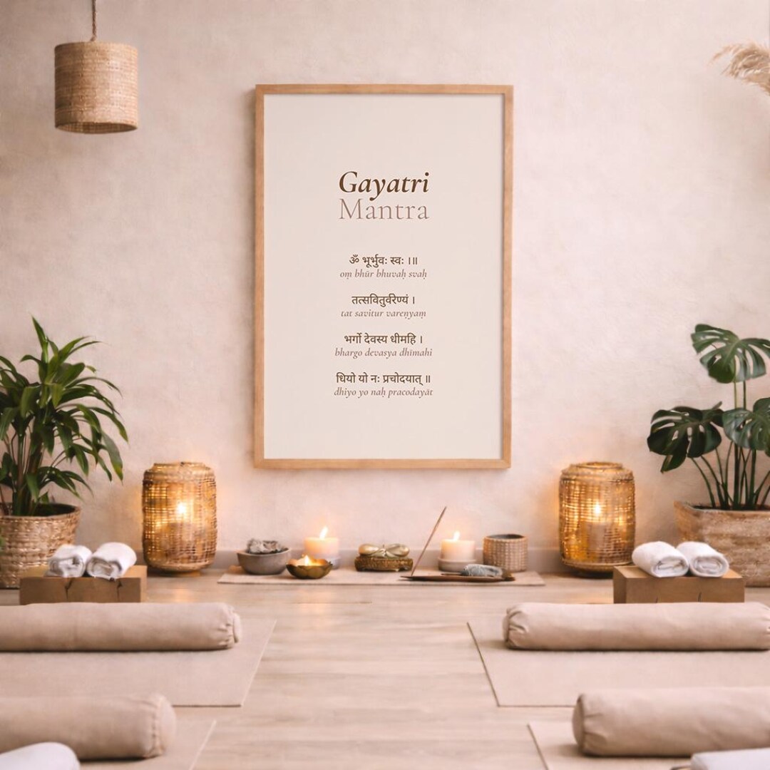 Gayatri Mantra Print, Meditation Poster for Yoga Studio Decor (digital ...