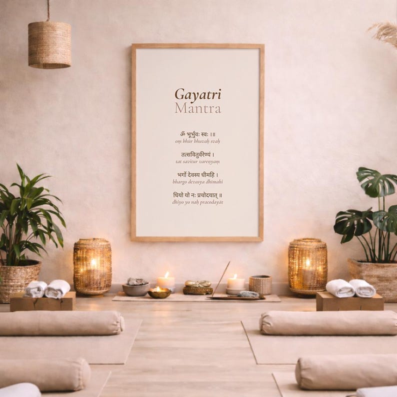 Gayatri Mantra Print, Meditation Poster for Yoga Studio Decor (digital ...