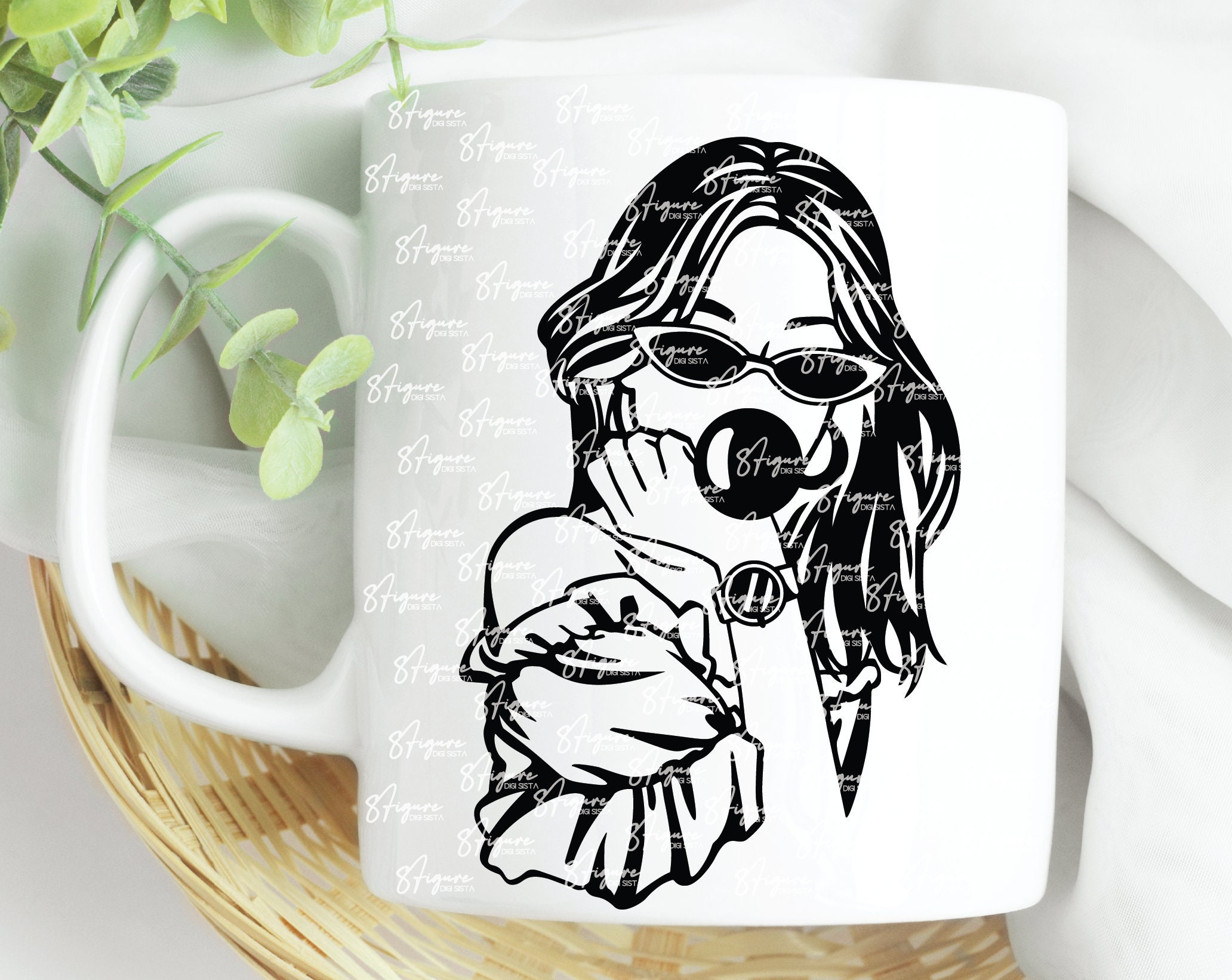 Elizabeth Woman Decal| Woman With Bubble Gum Decal| Bling Mug Decal ...