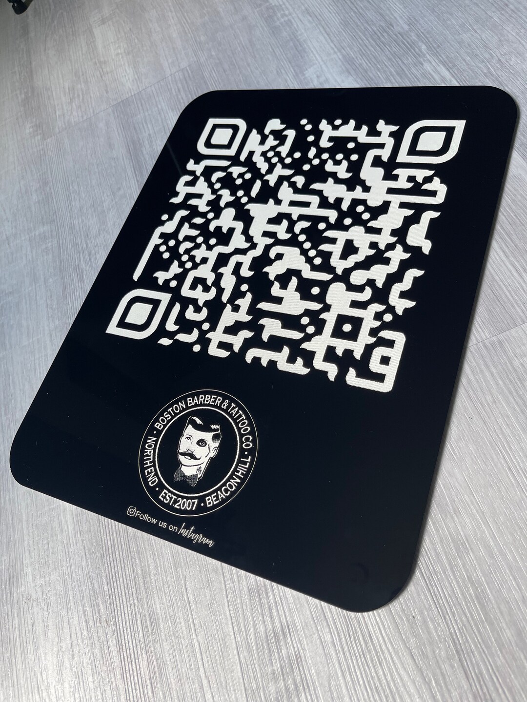 QR Code Display Sign for Business Social Media Restaurant Salon ...