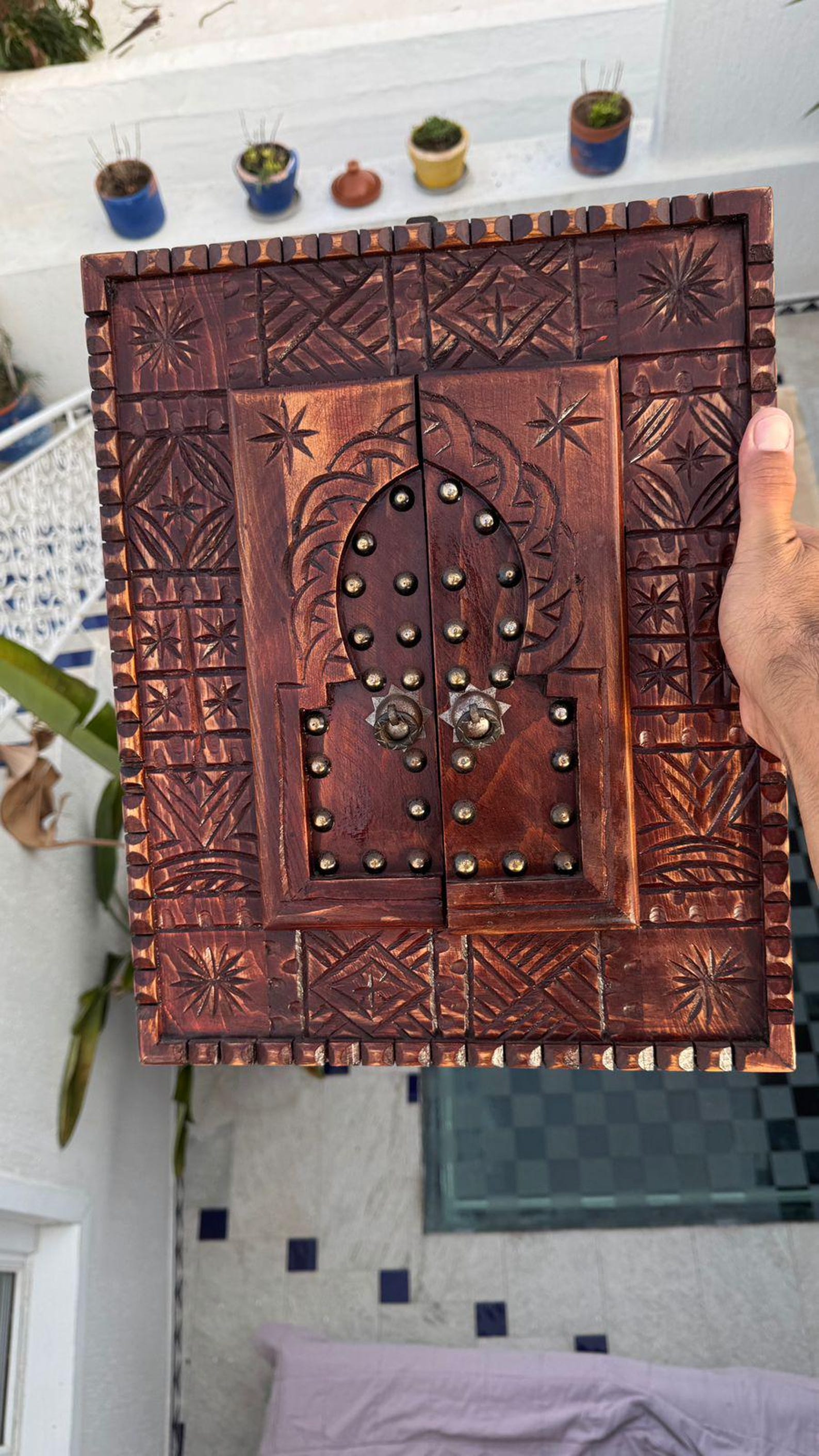 Handcrafted Moroccan Cedar Wood Window Frame: Wall Decor, Mirror, or ...