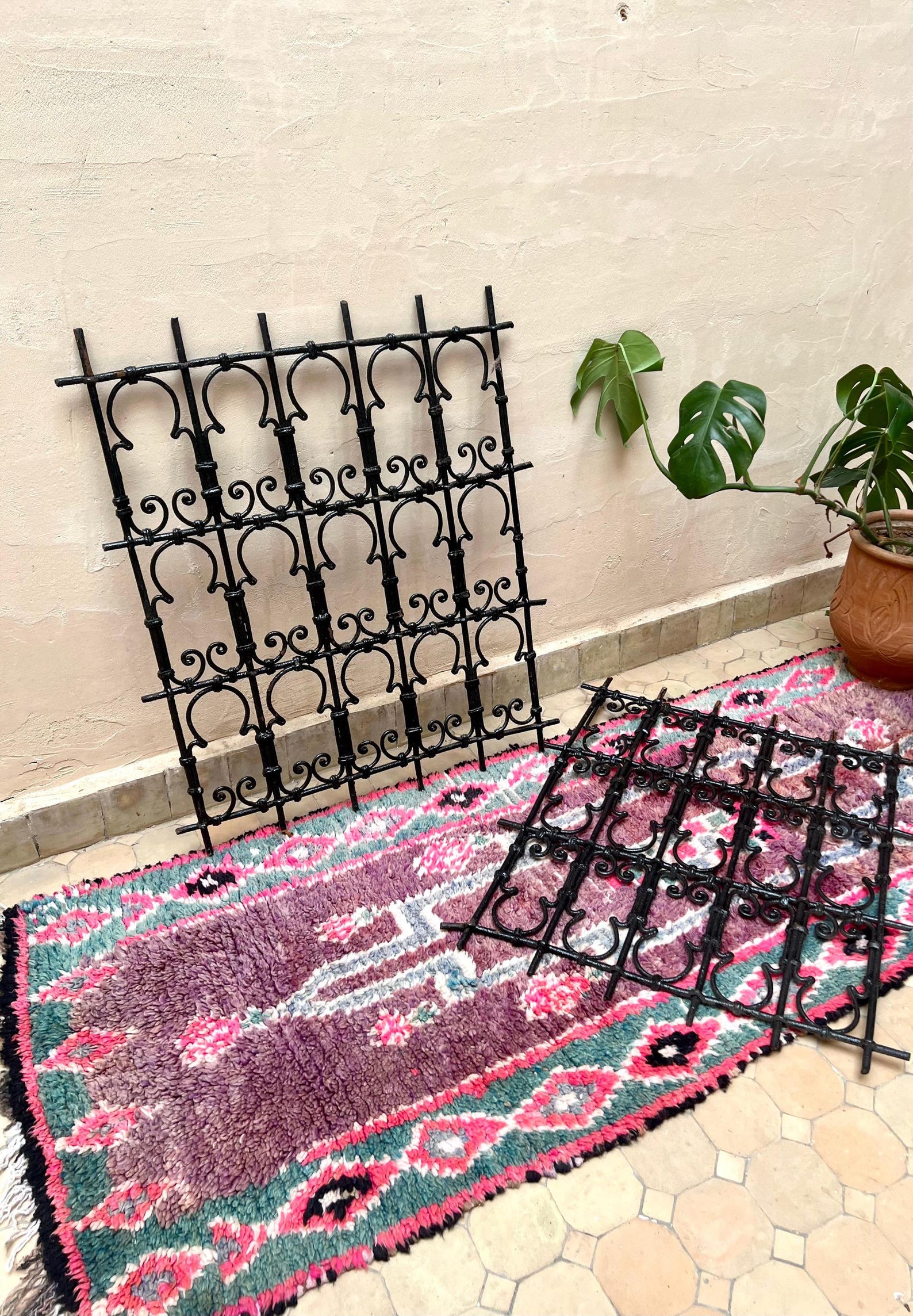 Hand-forged Moroccan Iron Window Grill: Boho Wrought Iron Wall Decor - Etsy
