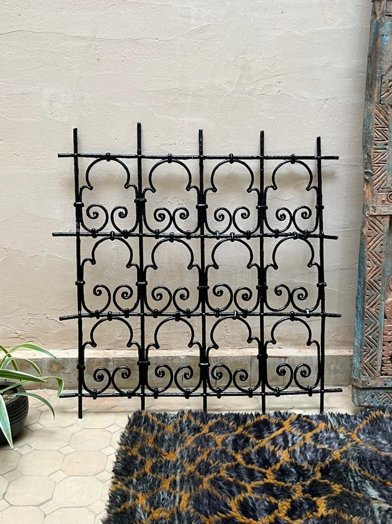 Hand-forged Moroccan Iron Window Grill: Boho Wrought Iron Wall Decor - Etsy