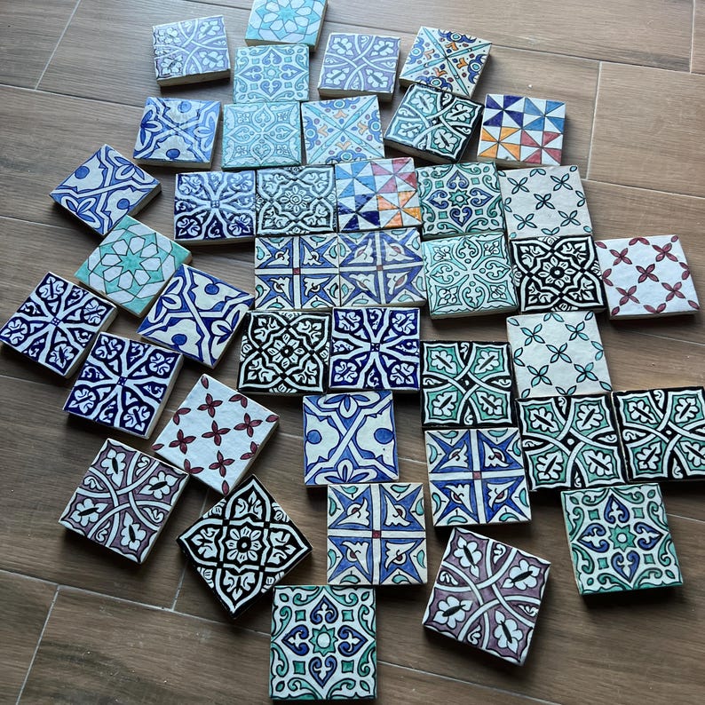 Handmade Moroccan Zellige Tiles: 4" Ceramic Decor - Etsy