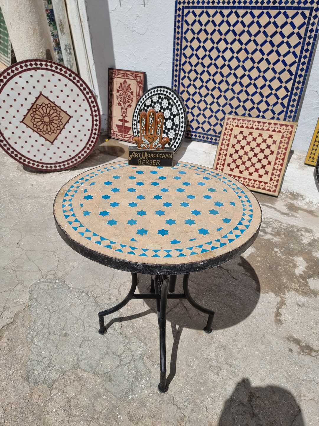Round Handmade Royal Mosaic Table, Custom Moroccan Table With Complex ...