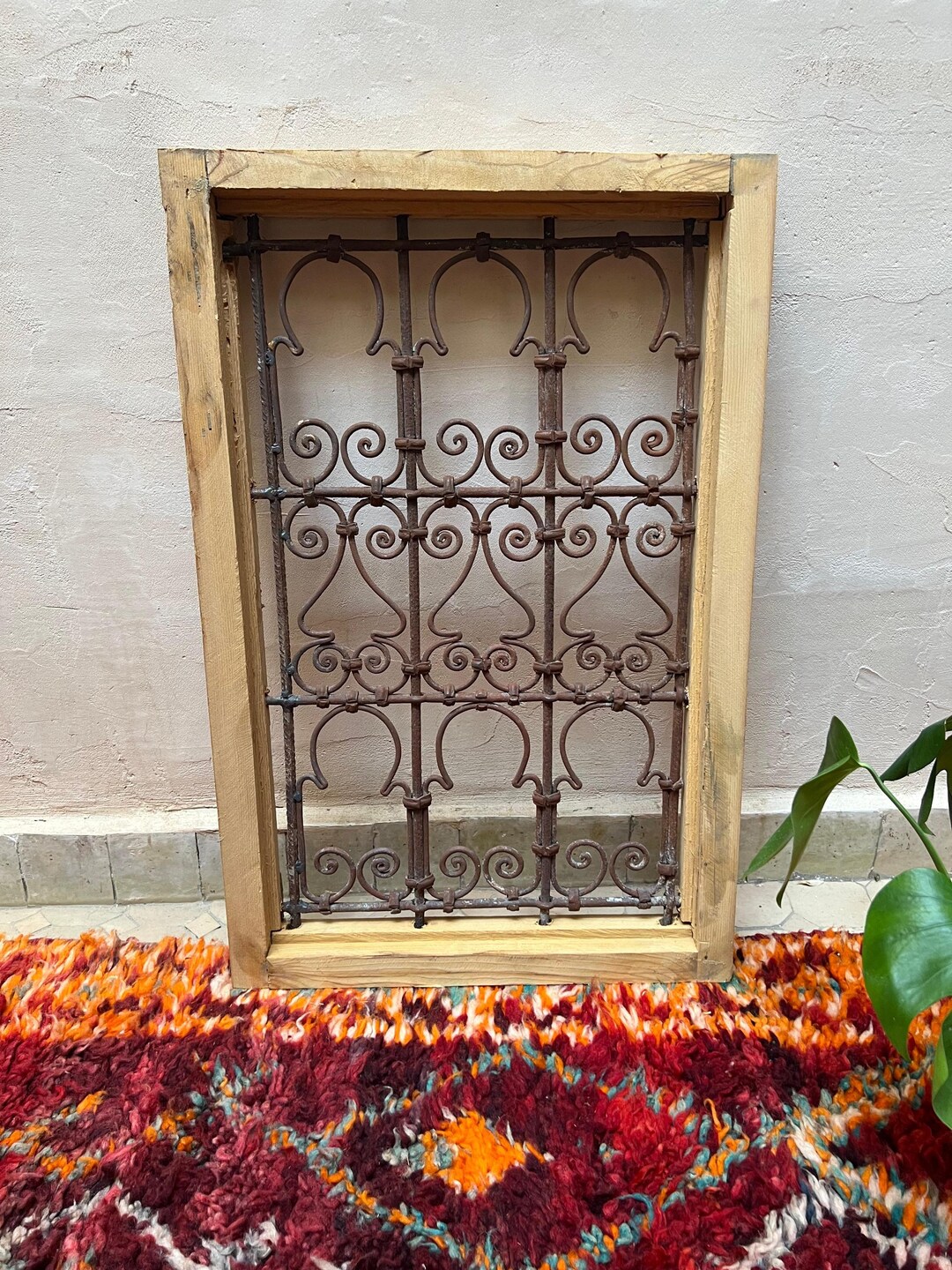 Antique Moroccan Window: Cedar Wood & Ironwork, Fes Origin 31.5 X 19.5 ...