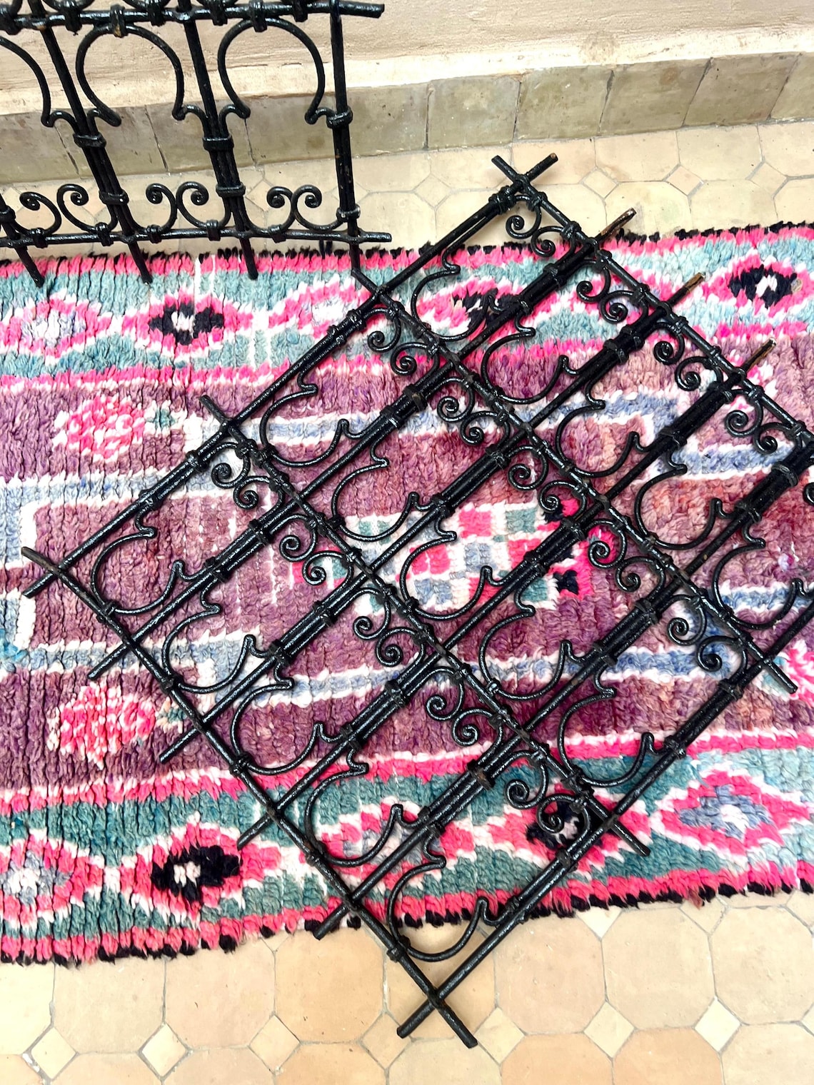 Hand-forged Moroccan Iron Window Grill: Boho Wrought Iron Wall Decor - Etsy