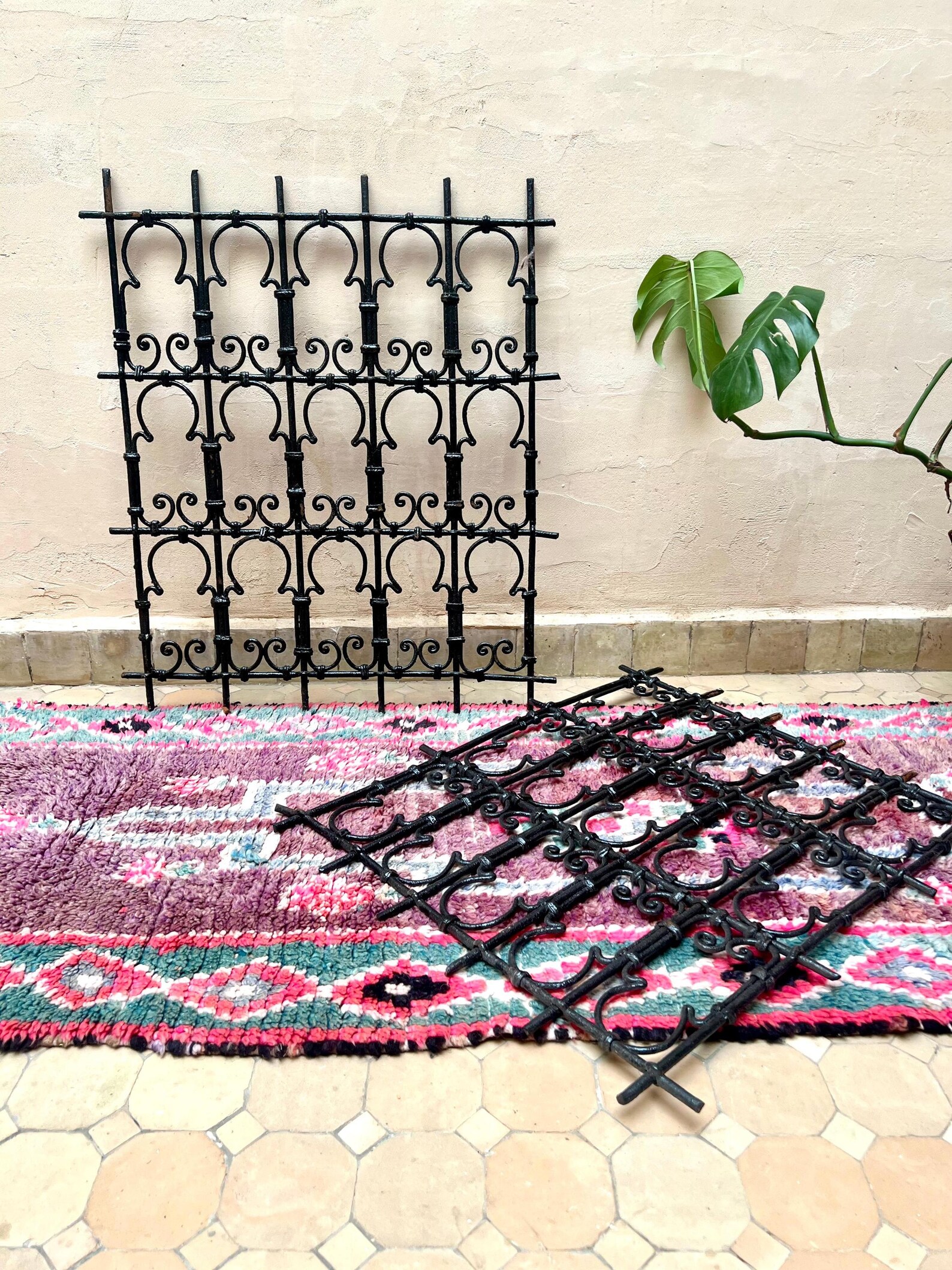 Hand-forged Moroccan Iron Window Grill: Boho Wrought Iron Wall Decor - Etsy