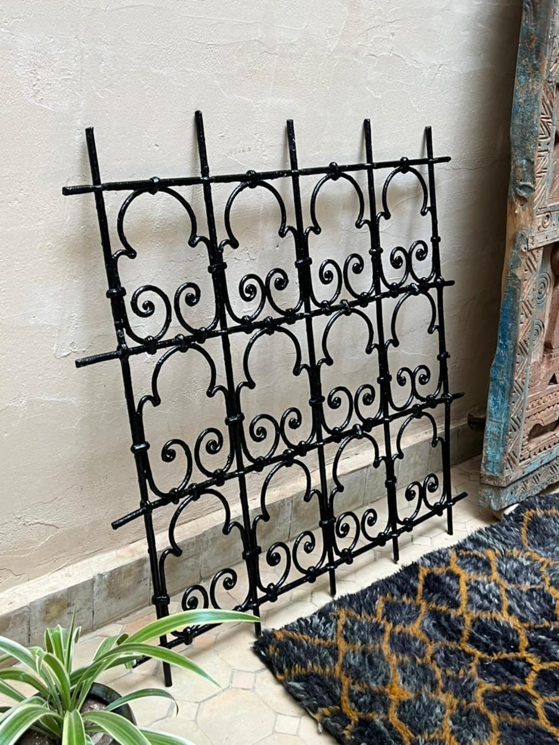 Hand-forged Moroccan Iron Window Grill: Boho Wrought Iron Wall Decor - Etsy
